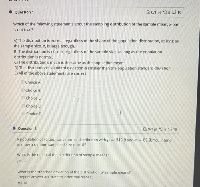 Solved Which of the following statements about the sampling | Chegg.com