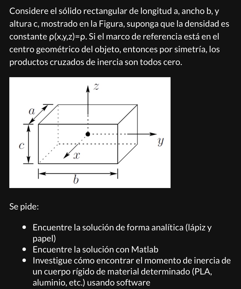 Considere el sólido rectangular de longitud a, ﻿ancho | Chegg.com
