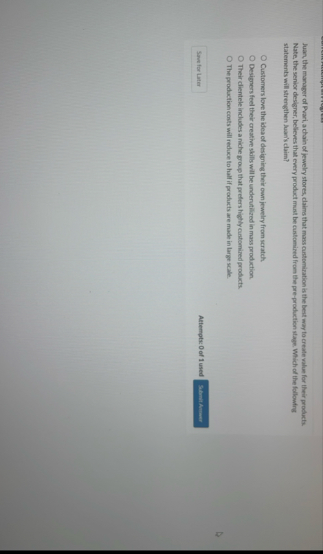 Solved Juan, the manager of Pvari, a chain of jewelry | Chegg.com