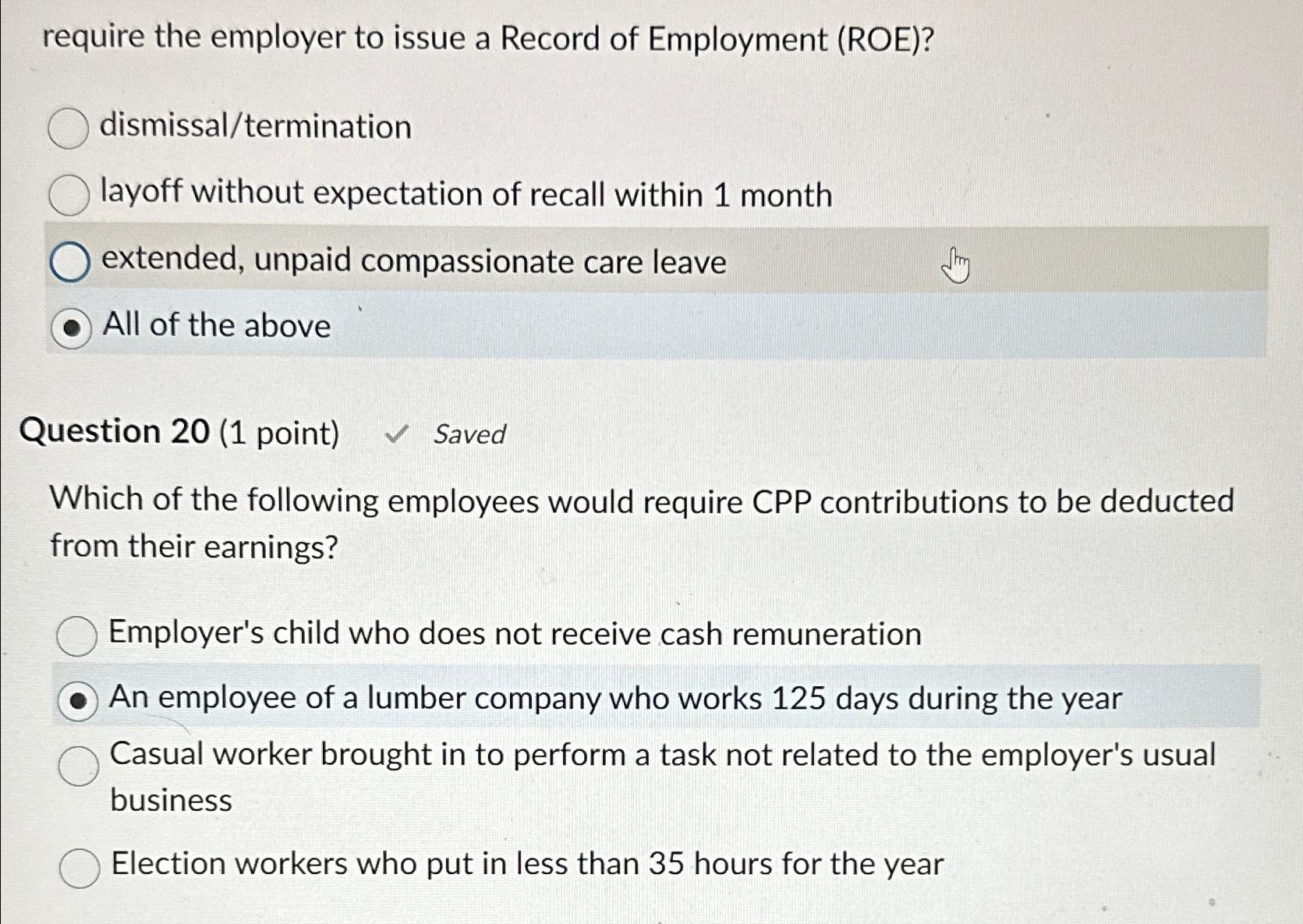 Solved require the employer to issue a Record of Employment | Chegg.com