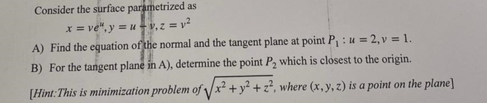Solved Consider the surface parametrized | Chegg.com