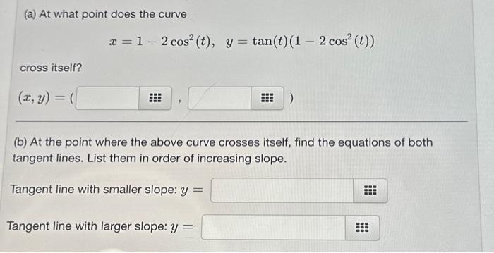 Solved (a) At what point does the curve cross itself? (x, y) | Chegg.com