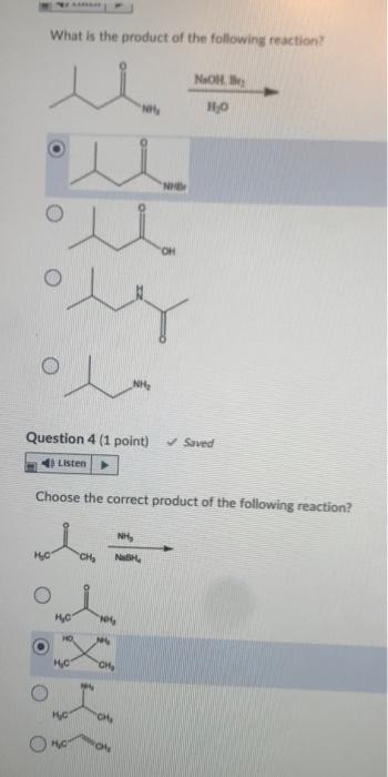 Solved What is the product of the following reaction? | Chegg.com