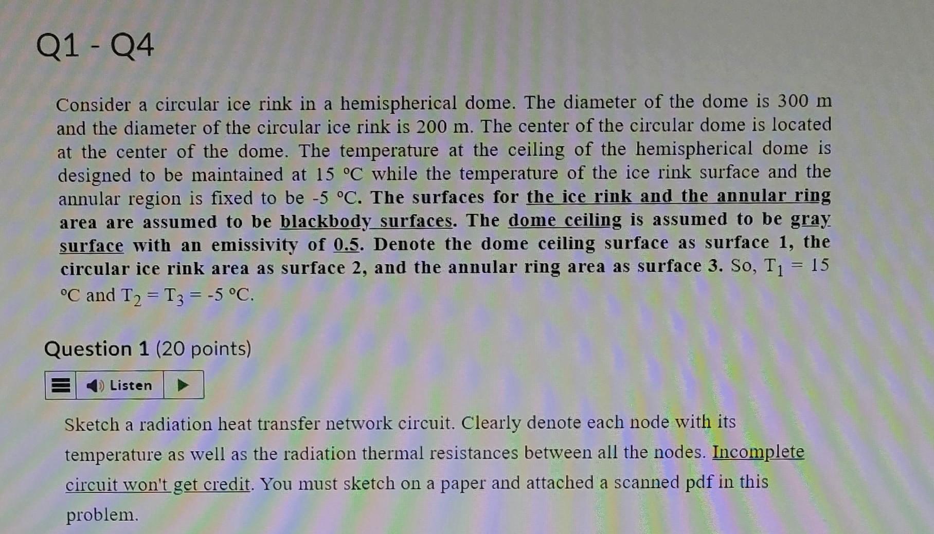 Solved Consider a circular ice rink in a hemispherical dome. | Chegg.com