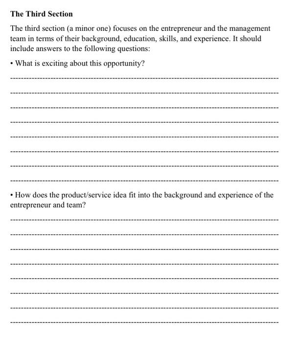 Solved The Third Section The third section (a minor one) | Chegg.com