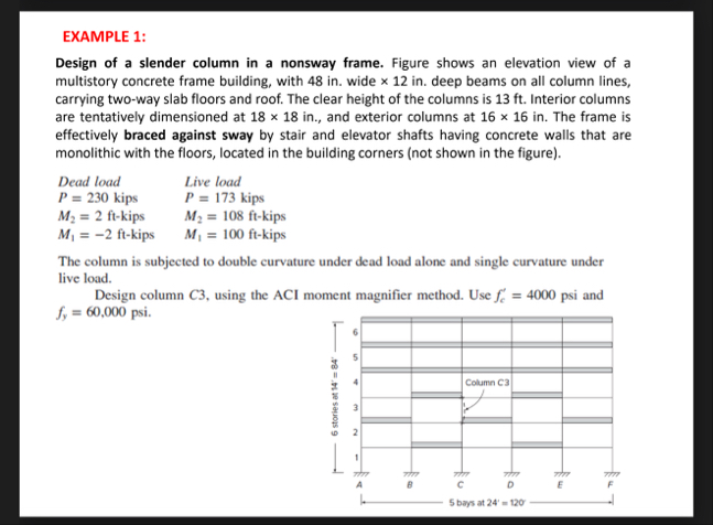 Solved EXAMPLE 1:Design of a slender column in a nonsway | Chegg.com