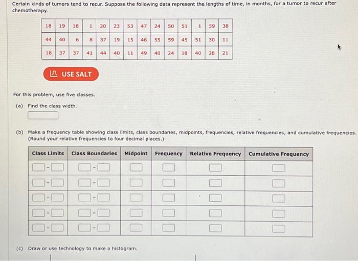 Solved Certain kinds of tumors tend to recur. Suppose the | Chegg.com