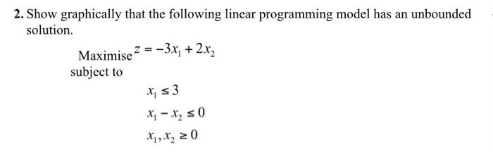 Solved 2. Show graphically that the following linear | Chegg.com