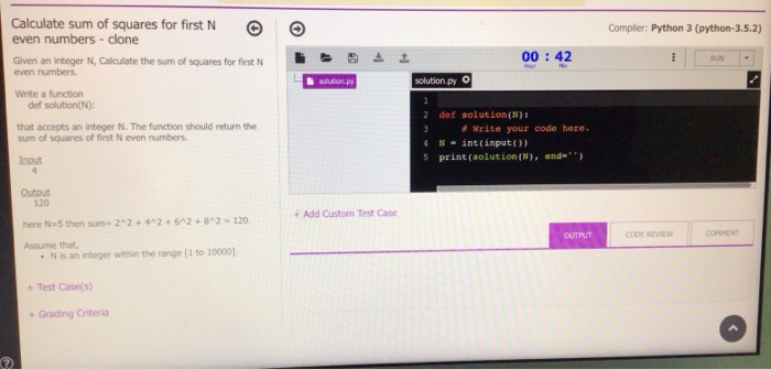 Solved Compiler: Python 3 (python-3.5.2) a Calculate sum of | Chegg.com