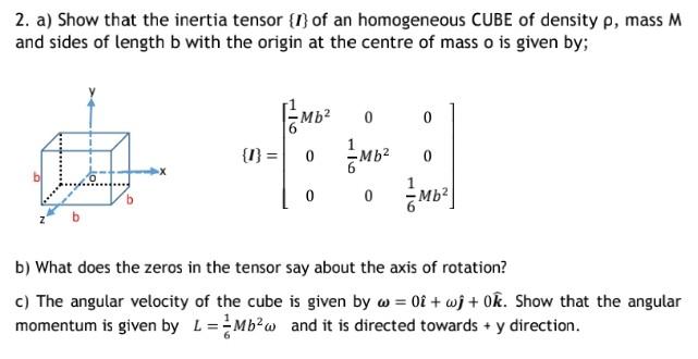 Solved 2. a) Show that the inertia tensor {1} of an | Chegg.com
