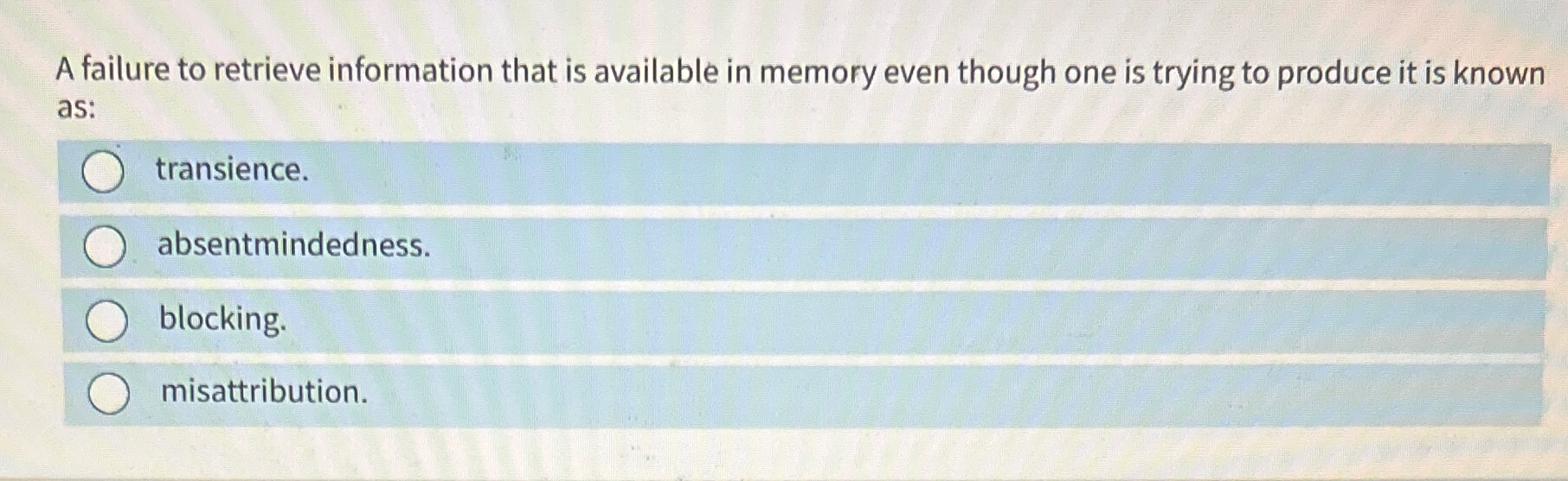 Solved A failure to retrieve information that is available | Chegg.com