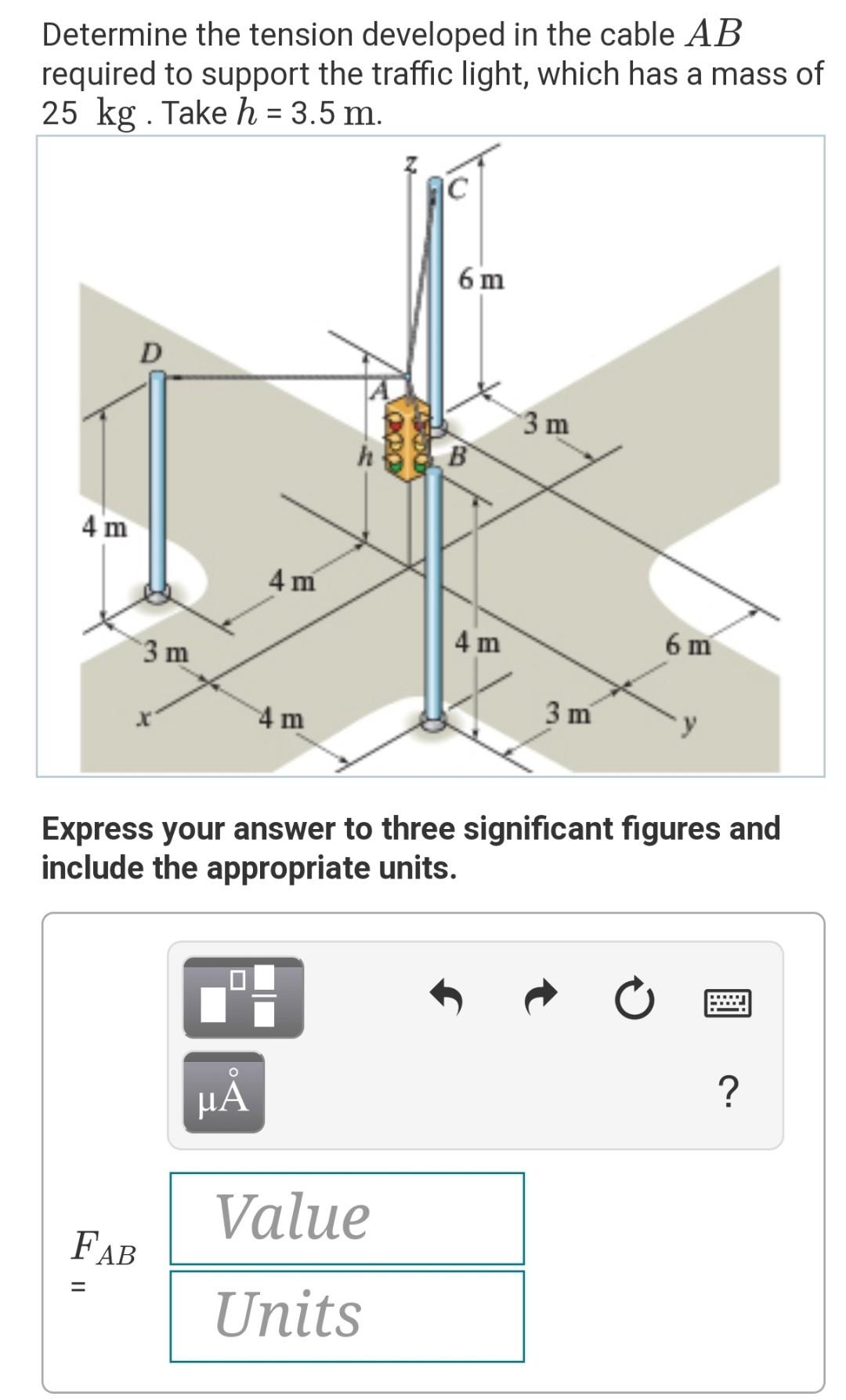 Solved Determine the tension developed in the cable AB | Chegg.com