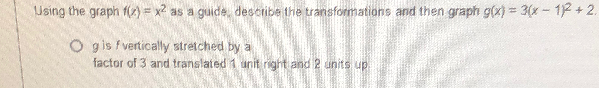 Solved Using the graph f(x)=x2 ﻿as a guide, describe the | Chegg.com