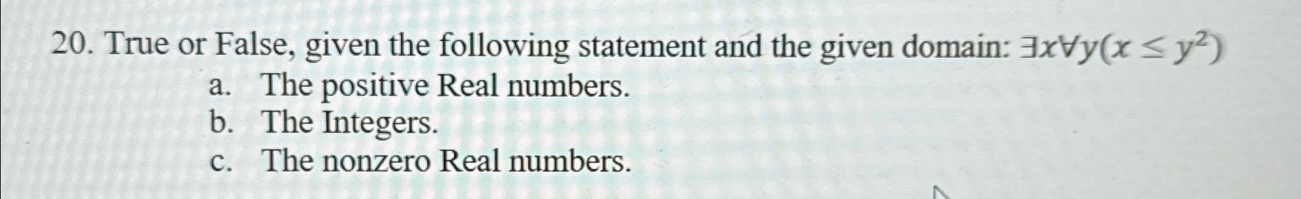 Solved True or False, given the following statement and the | Chegg.com