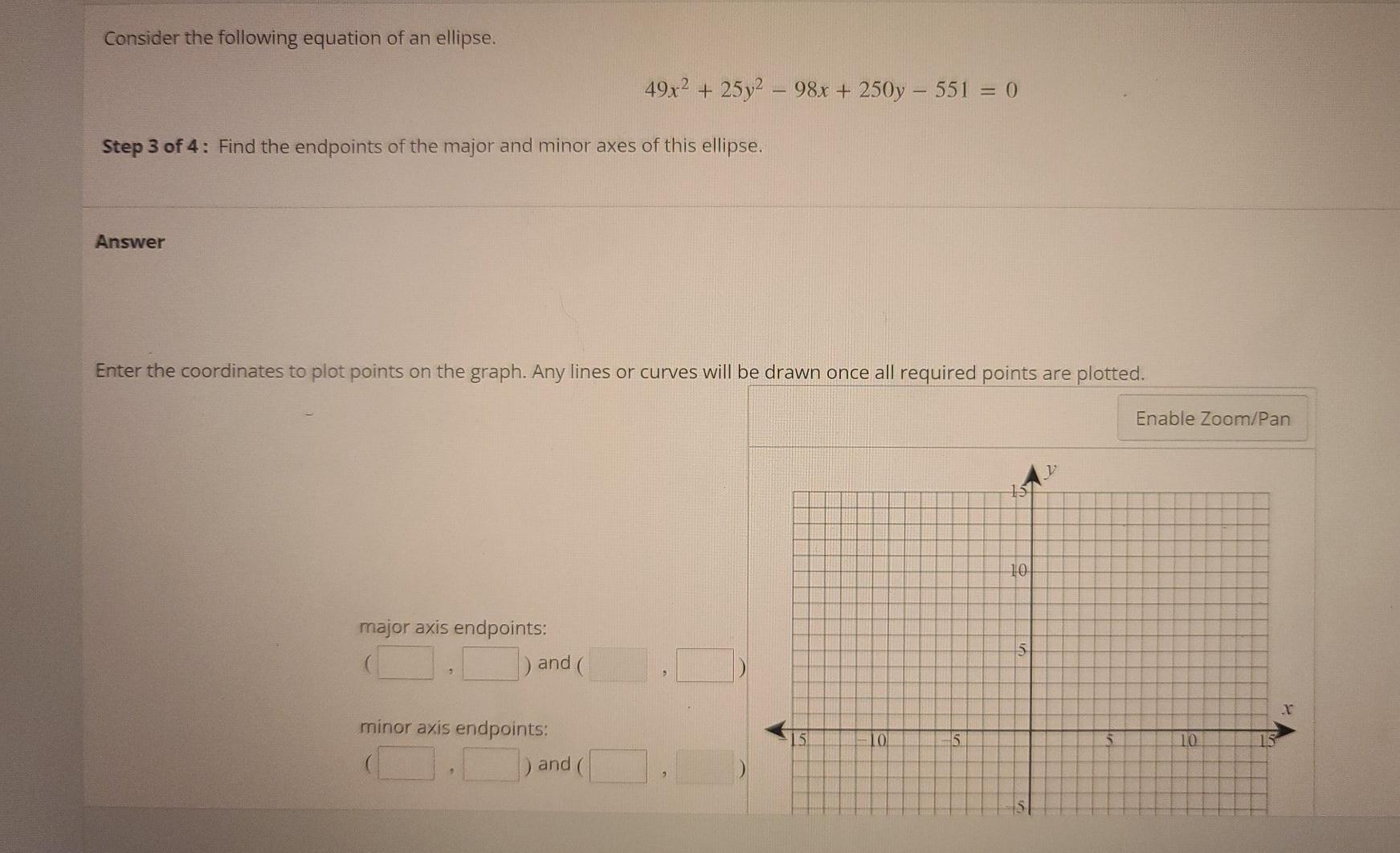 Solved Consider the following equation of an ellipse. 49x2 + | Chegg.com