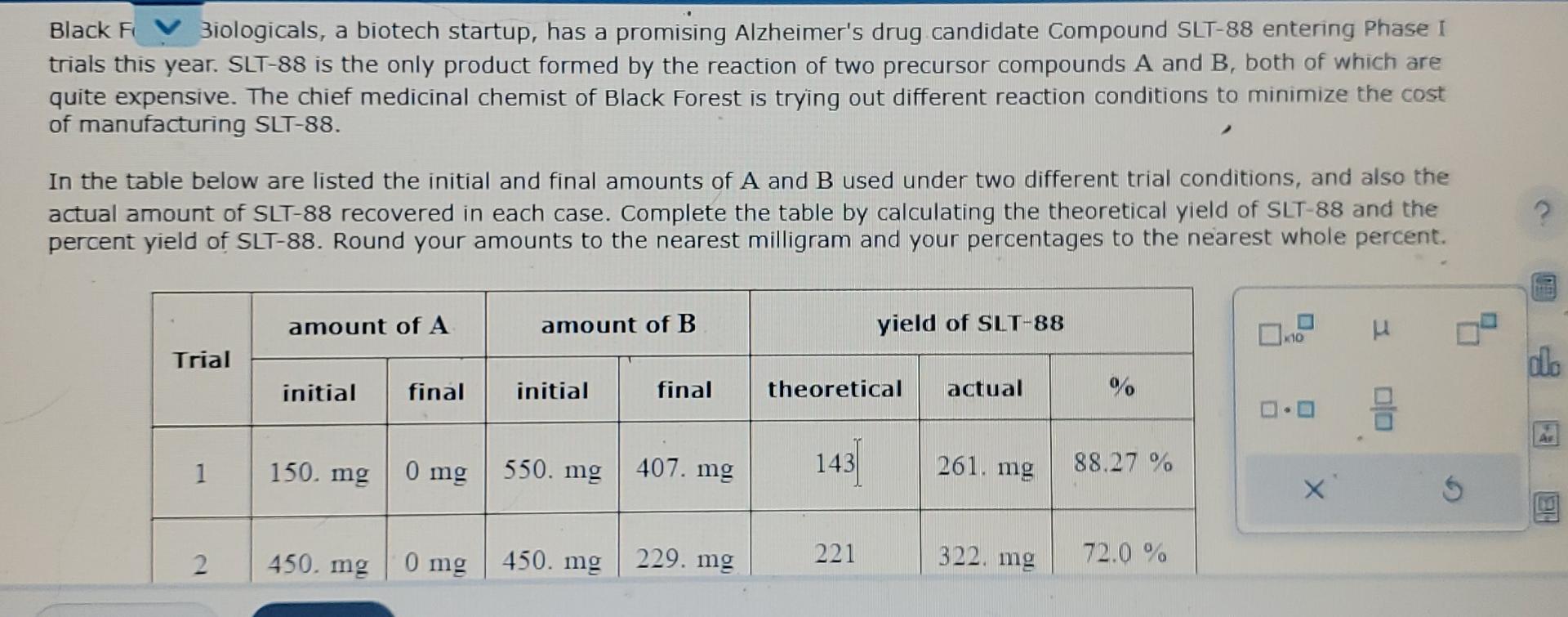 Solved Black Fi Biologicals, a biotech startup, has a | Chegg.com