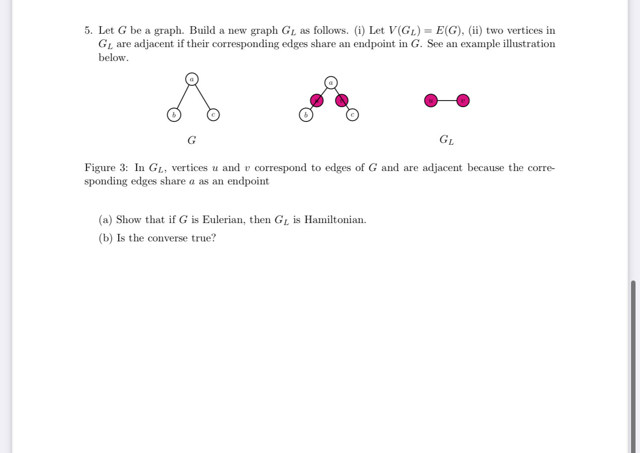 Solved Let G ﻿be a graph. Build a new graph GL ﻿as follows. | Chegg.com