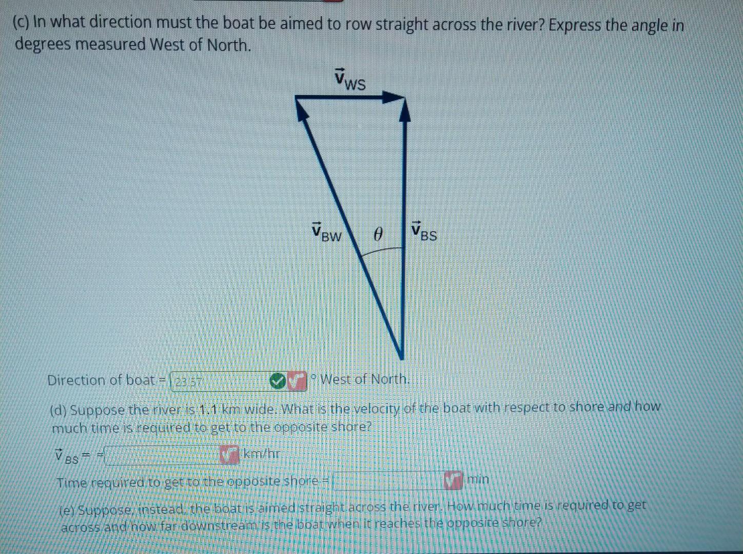Solved A boat can be rowed at vBW=8.5 km/h in still water. | Chegg.com