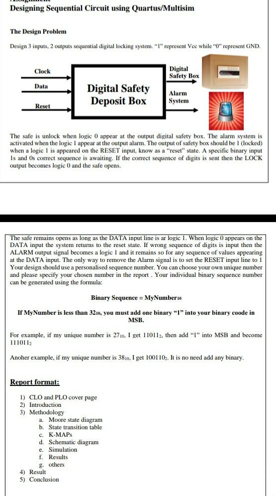 Designing Sequential Circuit using Quartus/Multisim | Chegg.com