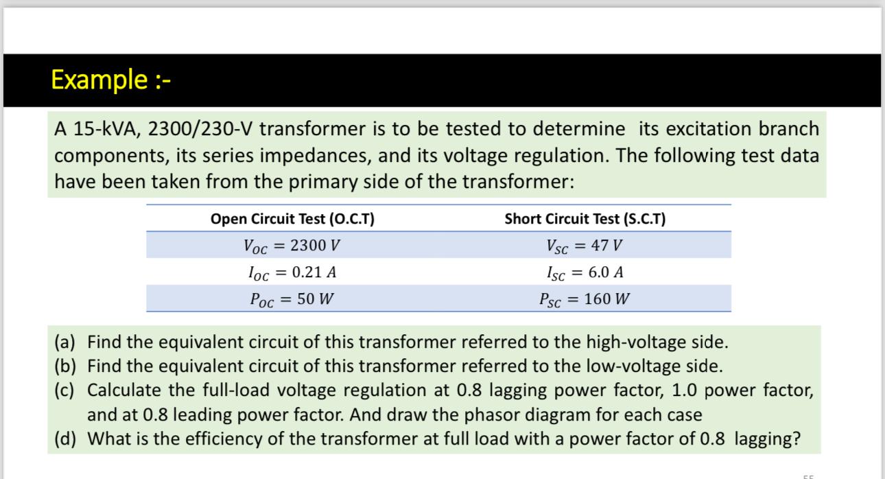 Solved Example :-A 15-kVA,2300230-V ﻿transformer is to be | Chegg.com