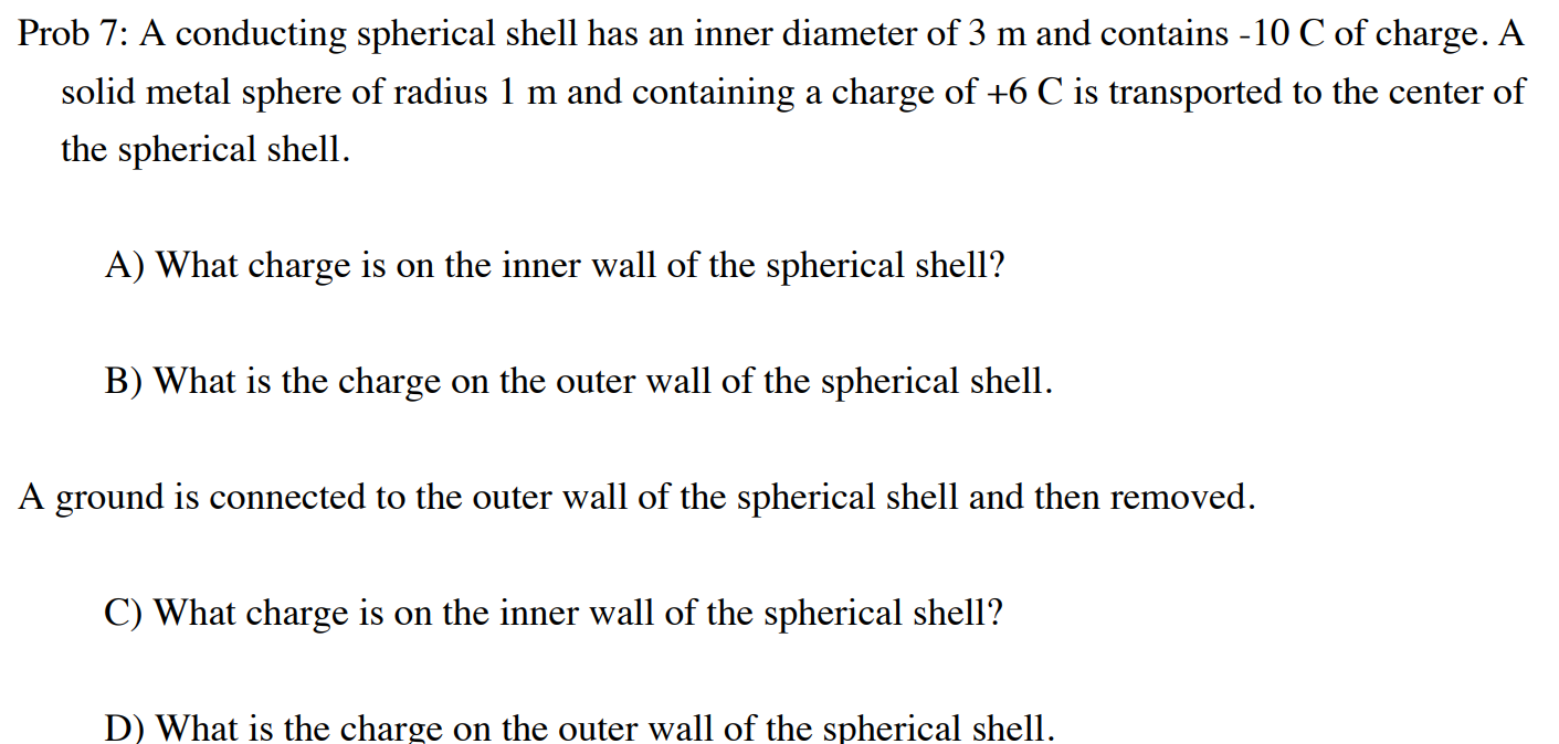 Solved A conducting spherical shell has an inner diameter of | Chegg.com