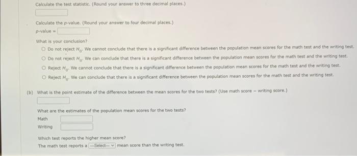 Solved A standardized exam consists of three parts: math, | Chegg.com