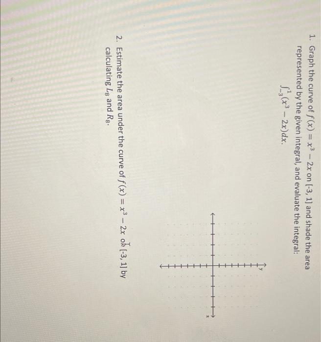 Solved 1. Graph the curve of f(x) = x3 - 2x on (-3, 1) and | Chegg.com