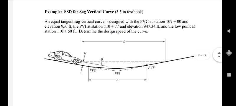 Solved Example: Crest Vertical Curve (3.2 in textbook) A 500 | Chegg.com