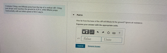 Solved Crickets Chirpy And Milada Jump From The Top Of A