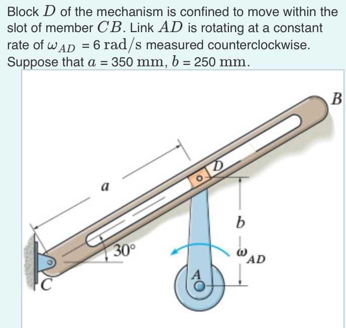 Solved Block D of the mechanism is confined to move within | Chegg.com