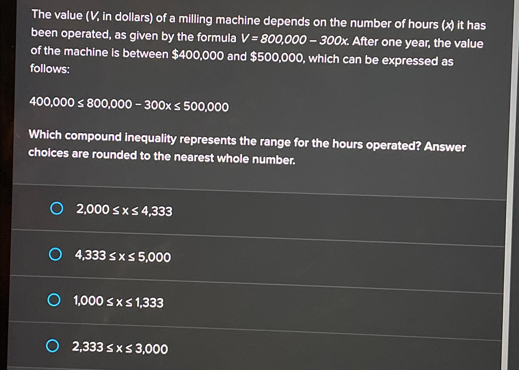 Solved The value ( V0 ﻿in dollars) ﻿of a milling machine | Chegg.com