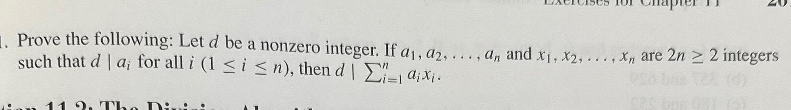 Solved Prove the following: Let d ﻿be a nonzero integer. If | Chegg.com