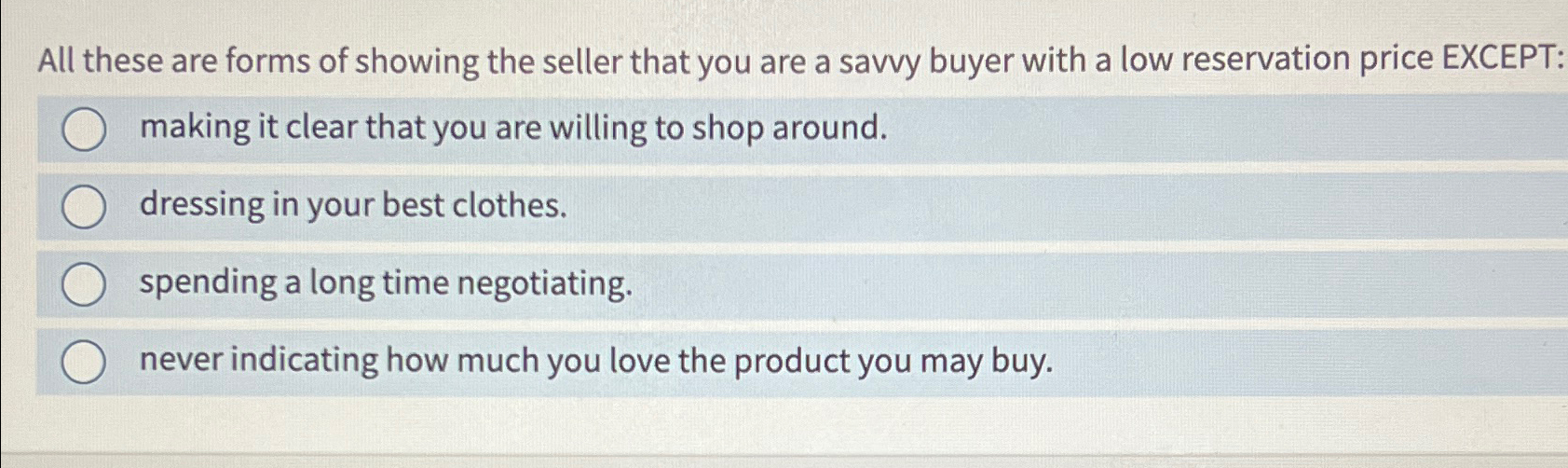 Solved All these are forms of showing the seller that you | Chegg.com