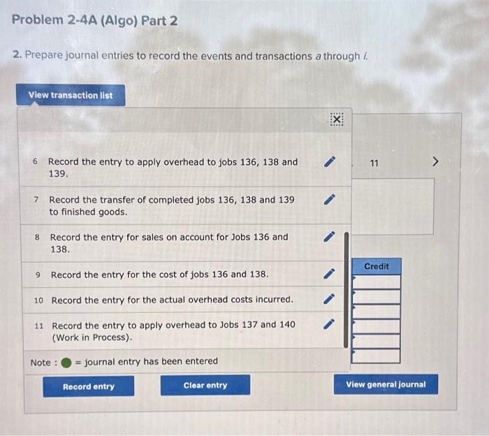Solved Required information Problem 2-4A (Algo) Preparing | Chegg.com