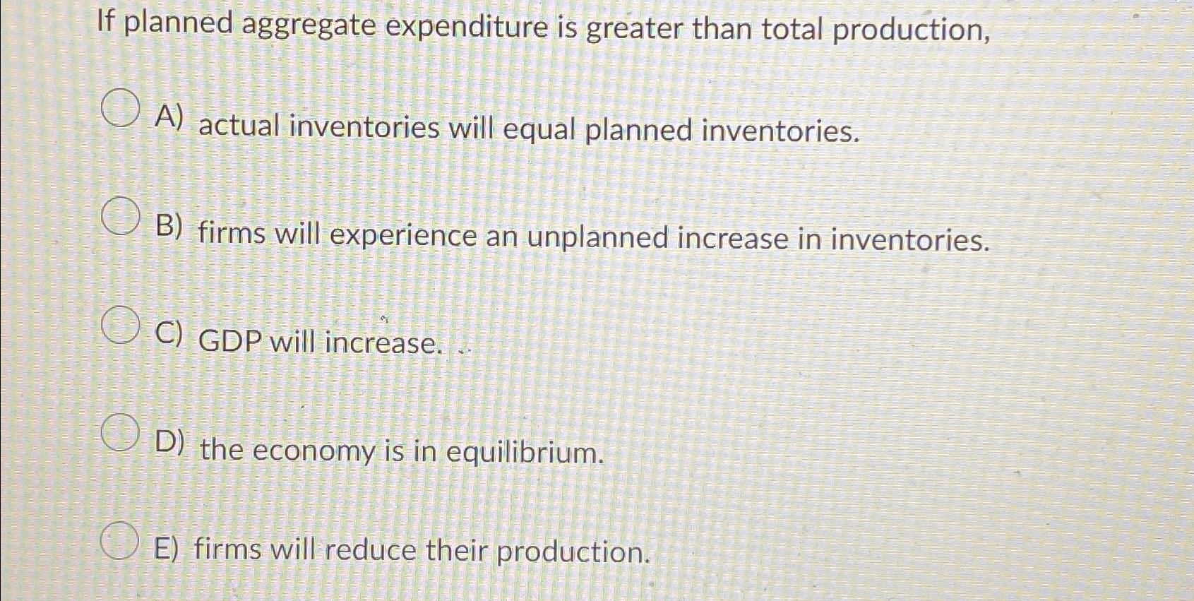 Solved If planned aggregate expenditure is greater than | Chegg.com