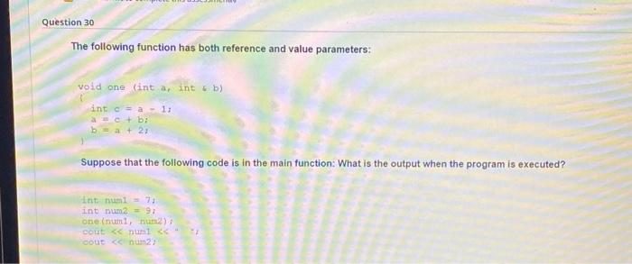 Solved The following function has both reference and value | Chegg.com