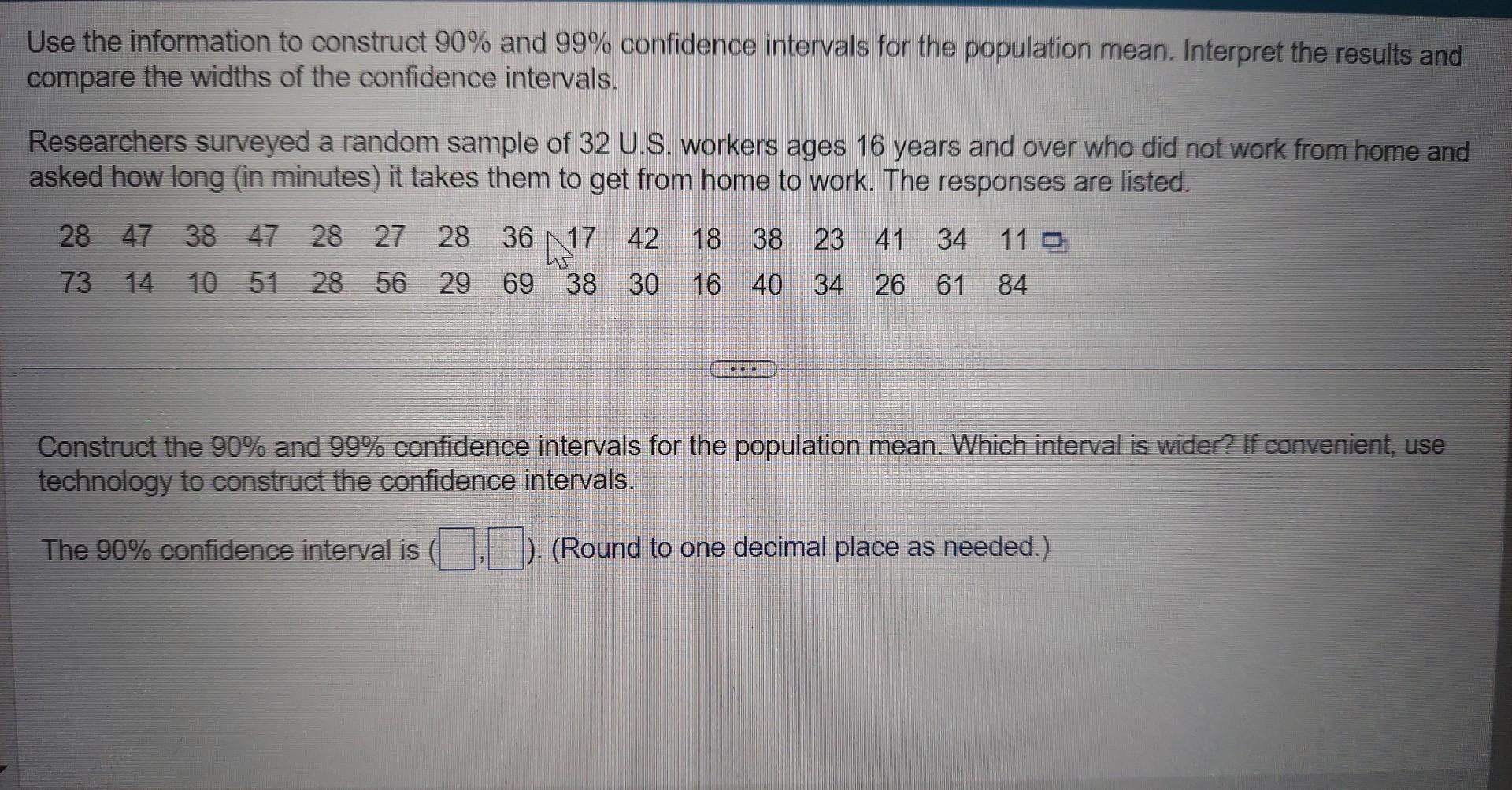 Solved Use the information to construct 90% and 99% | Chegg.com