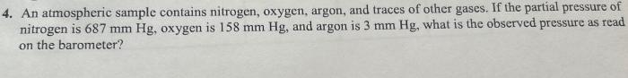 Solved 4. An atmospheric sample contains nitrogen, oxygen, | Chegg.com