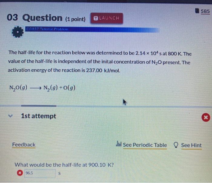 Solved 585 03 Question (1 point) LAUNCH COAST Tutorial | Chegg.com