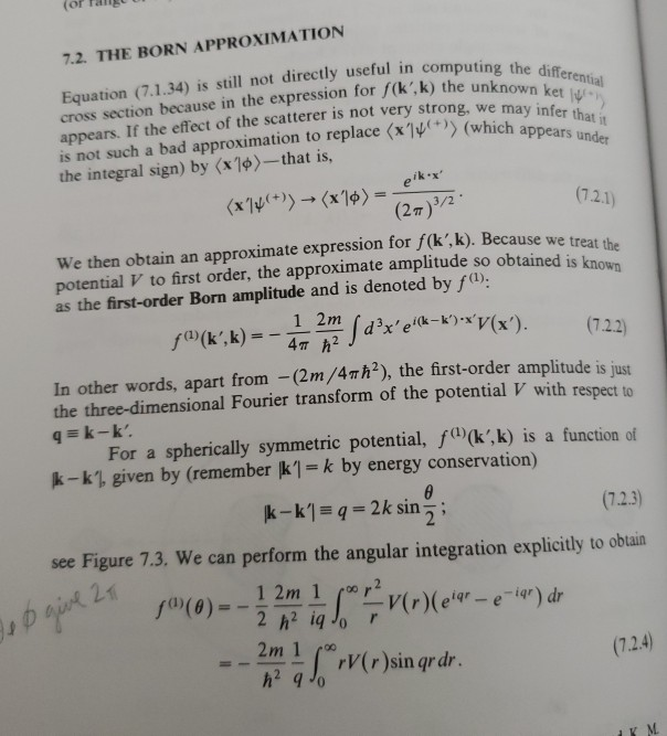 Solved Start from the 1st order Born approximation result | Chegg.com