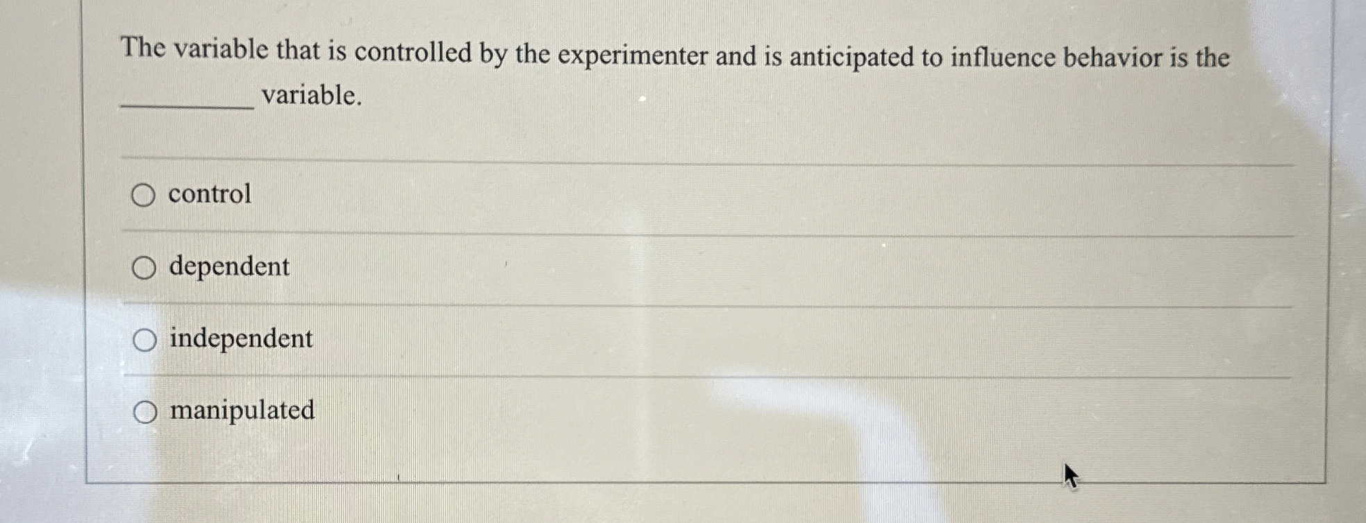The variable that is controlled by the experimenter | Chegg.com