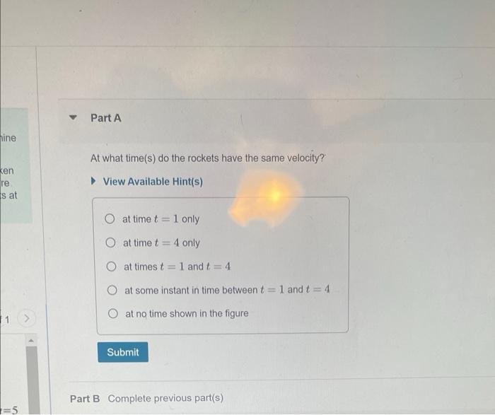 Solved At what time(s) do the rockets have the same | Chegg.com