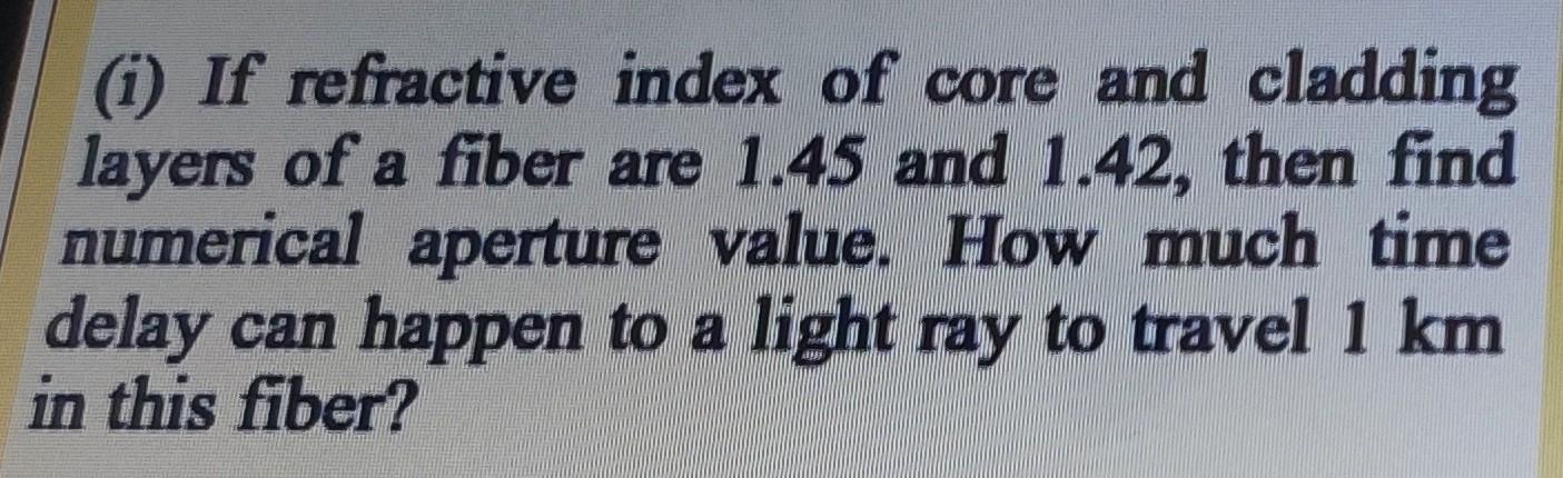 Solved (1) If refractive index of core and cladding layers | Chegg.com