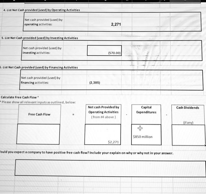 Solved 5. List Calculate Free Cash Flow * - Please ould you | Chegg.com