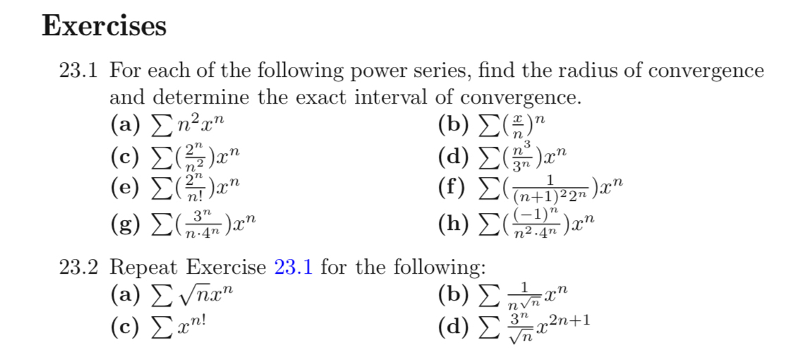 Exercises23.1 ﻿For each of the following power | Chegg.com
