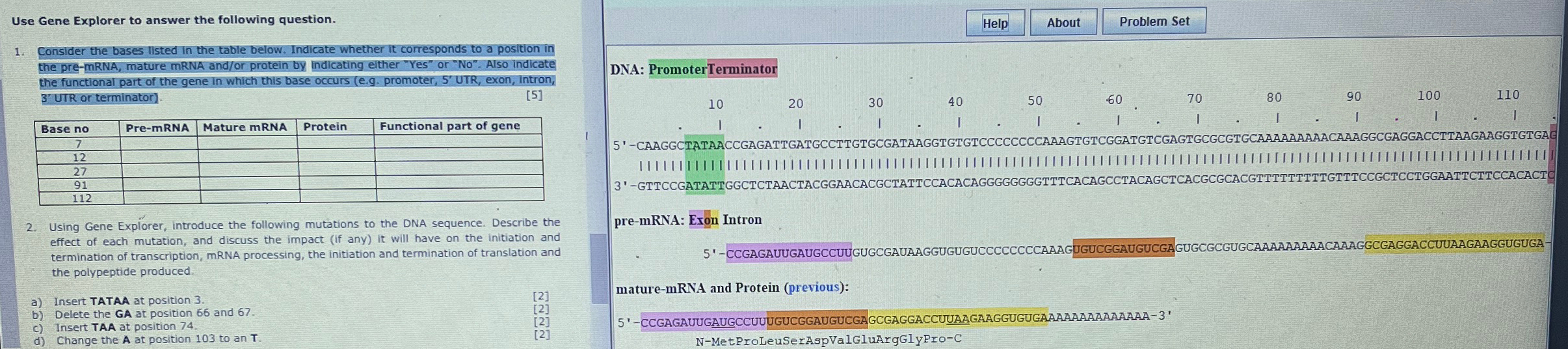 Solved Use Gene Explorer to answer the following | Chegg.com