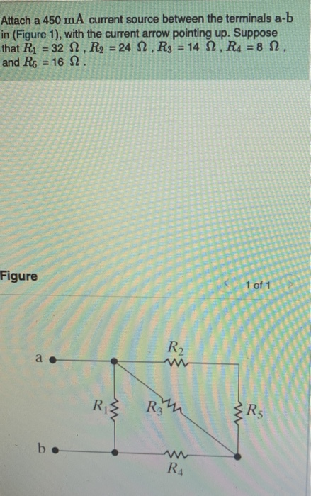 Solved Attach a 450 mA current source between the terminals | Chegg.com
