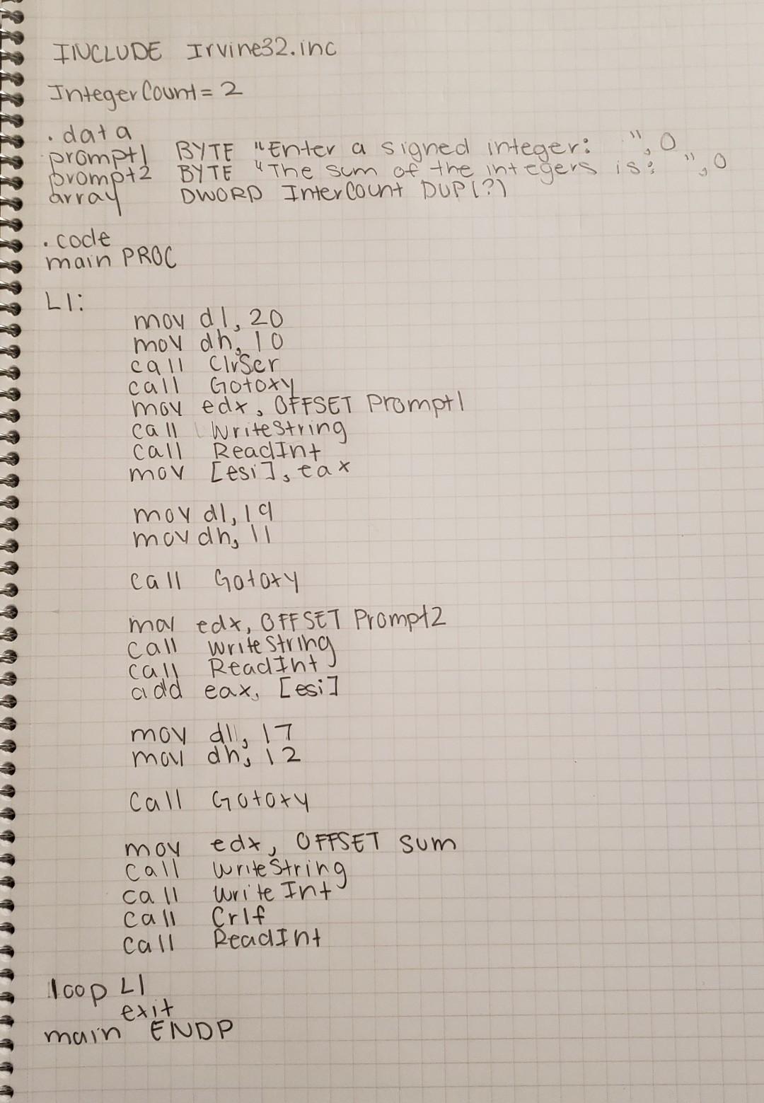 Solved Assembly Language These Are The Instructions For The 