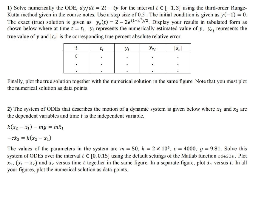 Solved Solve numerically the ODE,dydt=2t-ty ﻿for the | Chegg.com