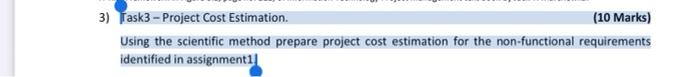Task3 – Project Cost Estimation. (10 Marks)Using the | Chegg.com